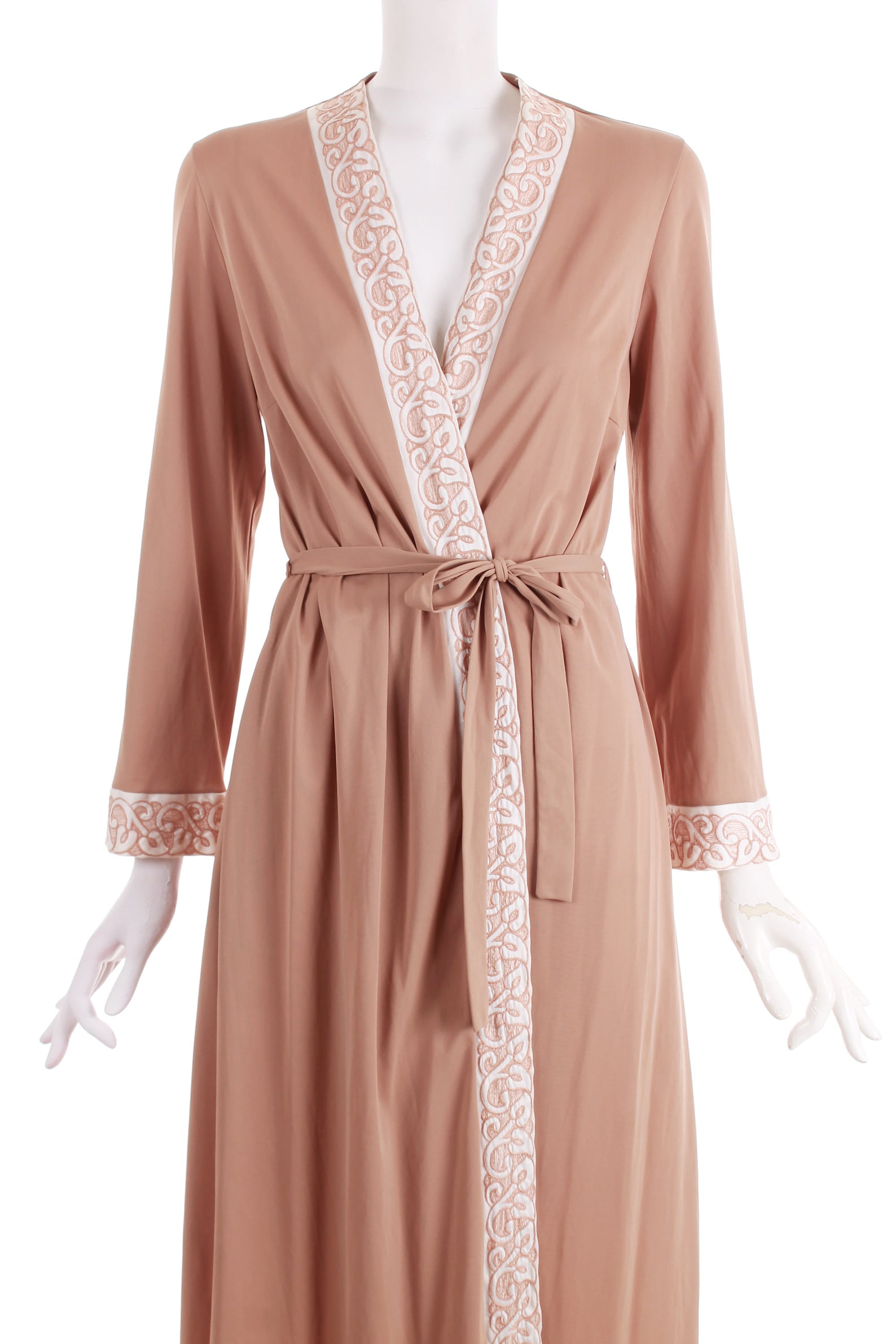 Vintage Gossard Artemis Tan and White Silky Nylon Belted Robe House ...