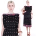Vintage Gibi Roma Slinky Black Floral Pleated Mid Length Dress Size 8 ...