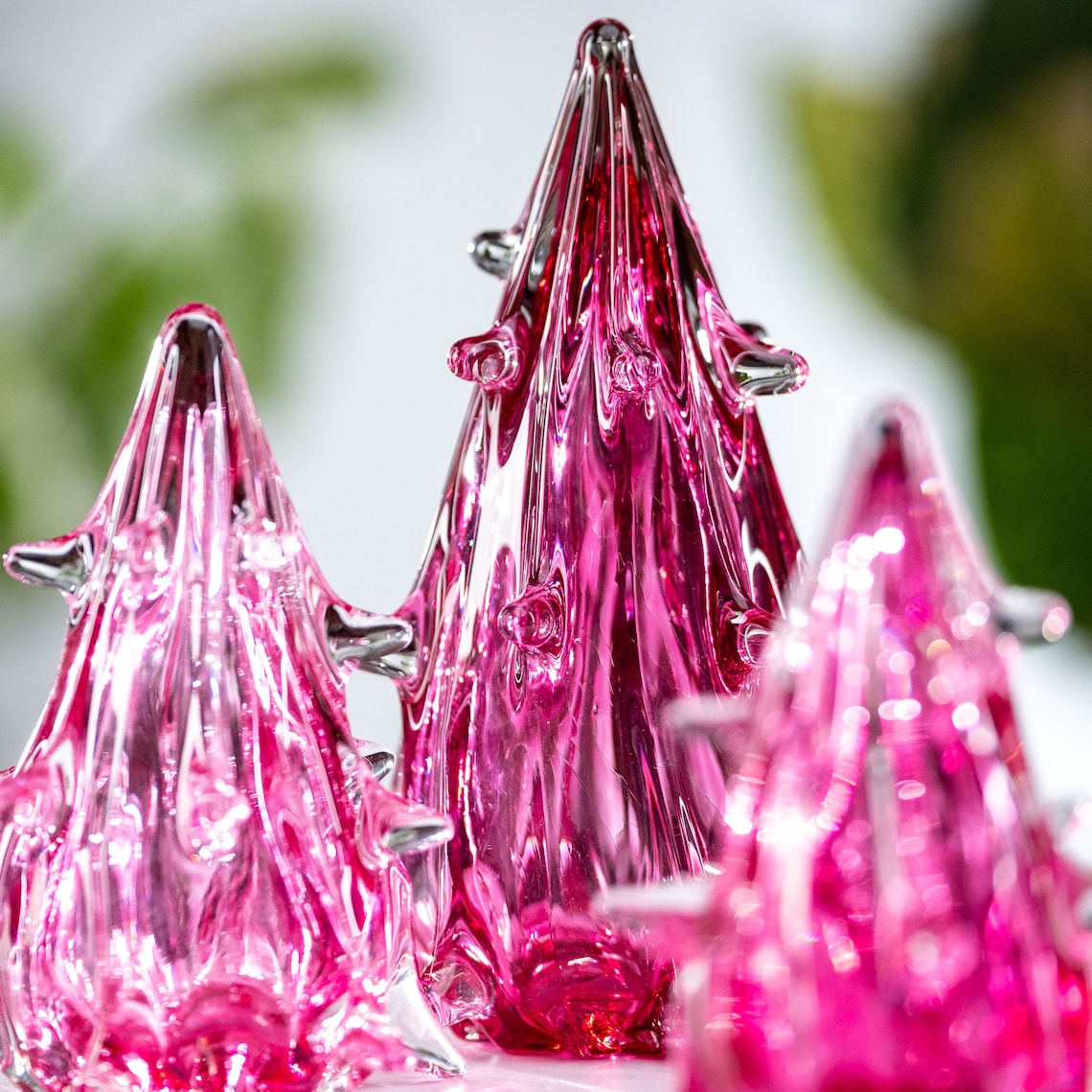 Glass Christmas Tree, Set of Three, Holiday Decor, Table Decor - Etsy