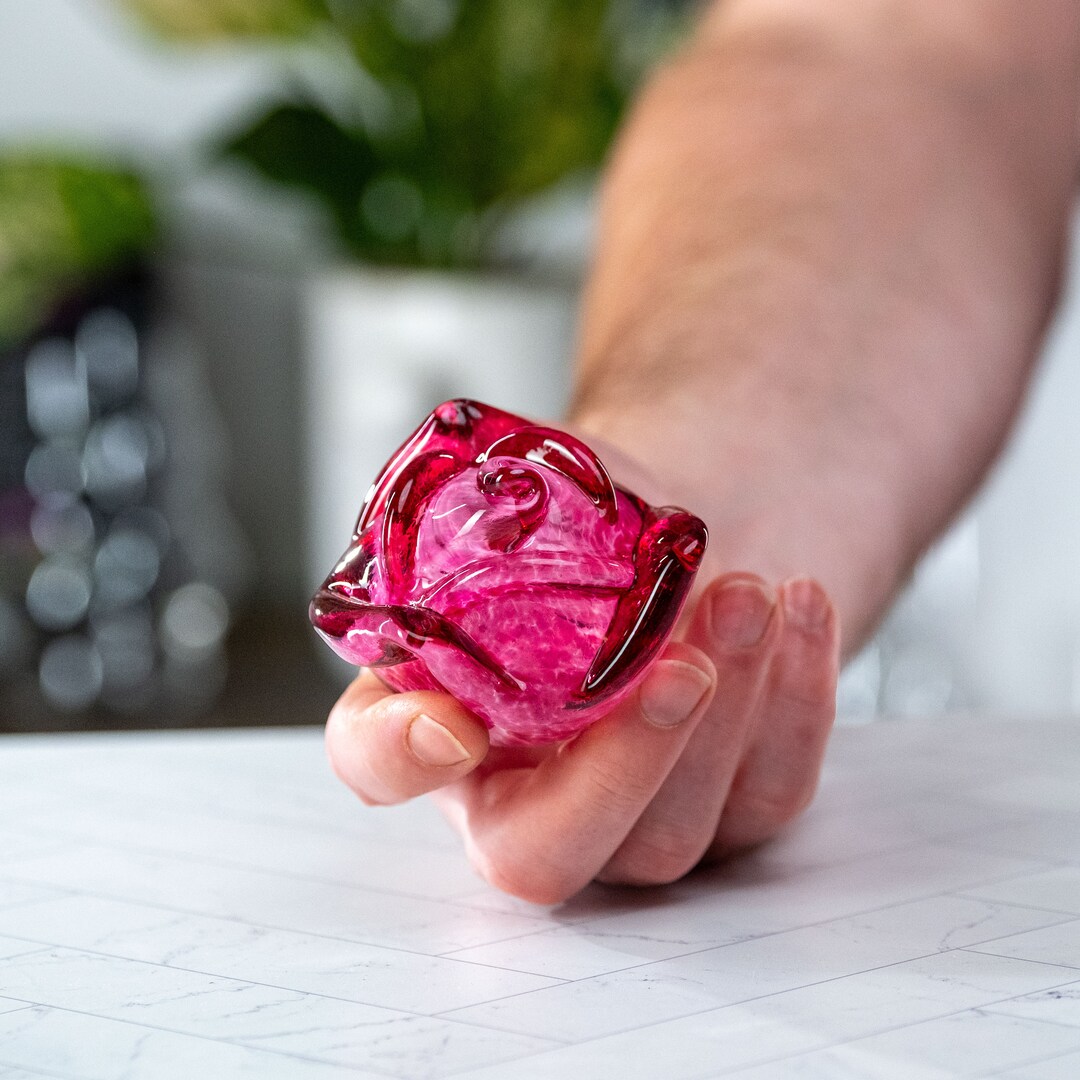 Glass Rose Paperweight, Handmade Blown Glass - Etsy