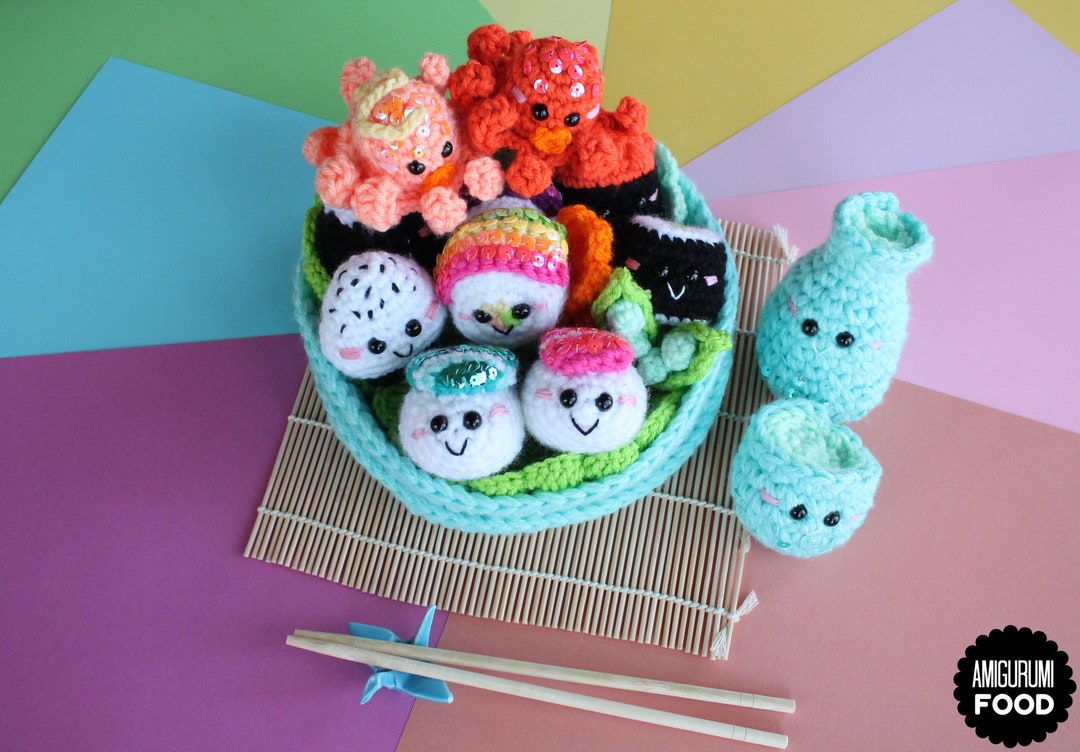 CROCHET PATTERN Shiny Bento Box Amigurumi Food Sushi Set - Etsy
