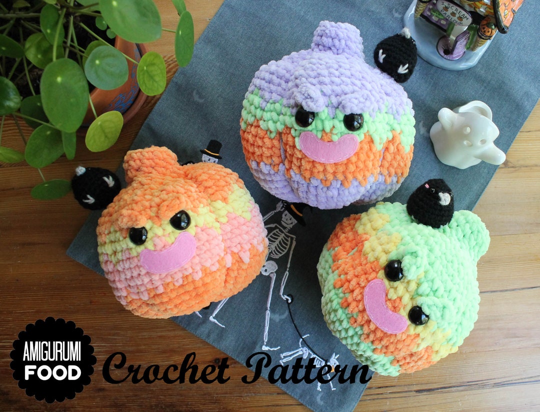 Crochet PATTERN/ Amigurumi Pumpkin Bulky Velvet/chenille Yarn Halloween ...