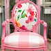 Floral French Chair – Custom Pink Accent With Buffalo Check - Etsy
