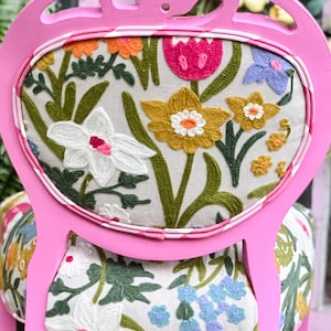 Victorian Pink Painted Chair With Embroidered Whimsical Fabric - Etsy