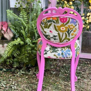 Victorian Pink Painted Chair With Embroidered Whimsical Fabric - Etsy