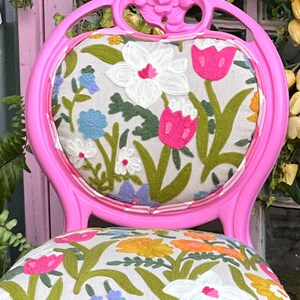 Victorian Pink Painted Chair With Embroidered Whimsical Fabric - Etsy