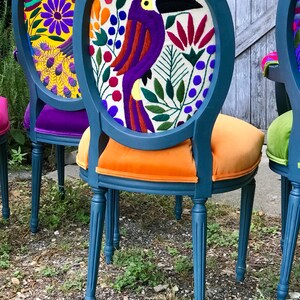 Custom Boho Dining Chairs | Colorful Embroidered French Chairs ...