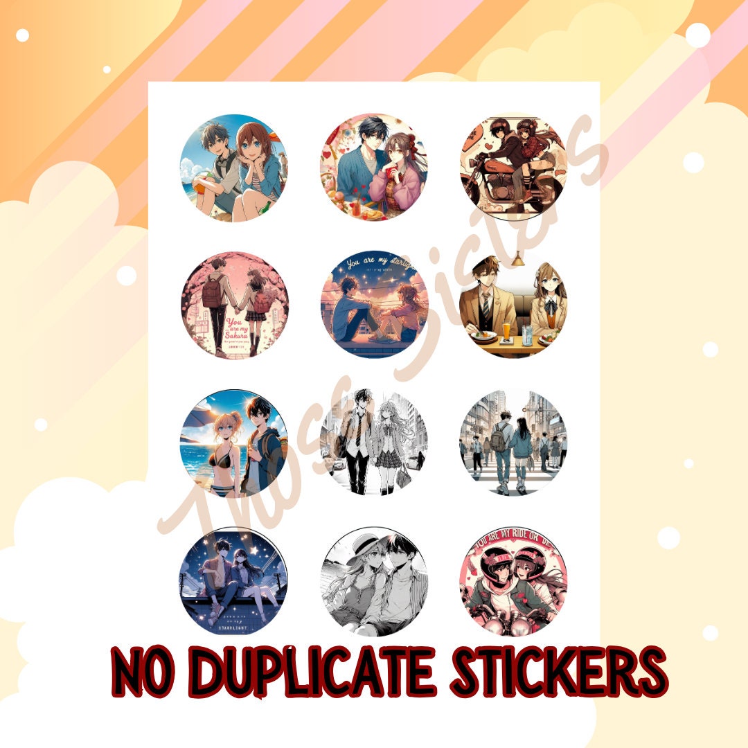 Printable Anime Stickers, Anime Digital Stickers for Couples, Manga ...