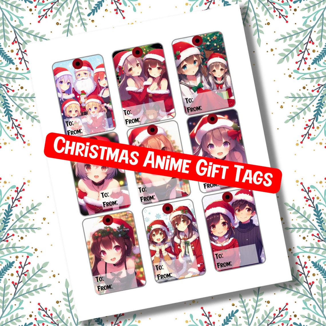 Printable Gift Tags Christmas Anime Manga Style 18 Printable Labels ...