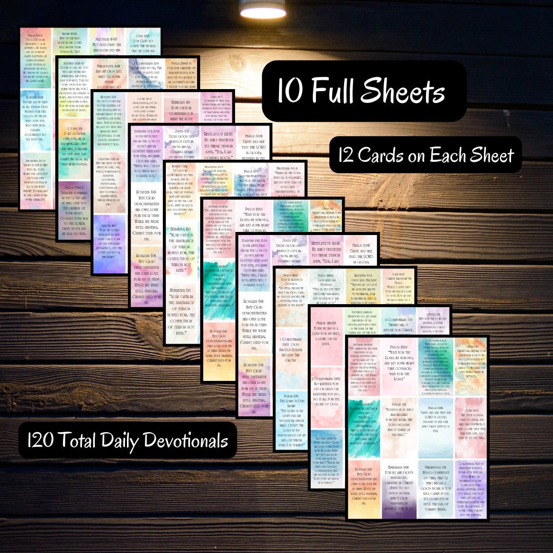 Printable Devotional Cards, Christian Daily Devotions With Bible Verses ...