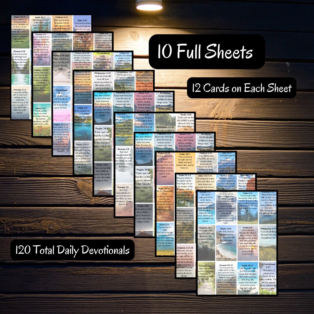 Daily Devotional Printable Cards, Faith Based Gift, Printable ...