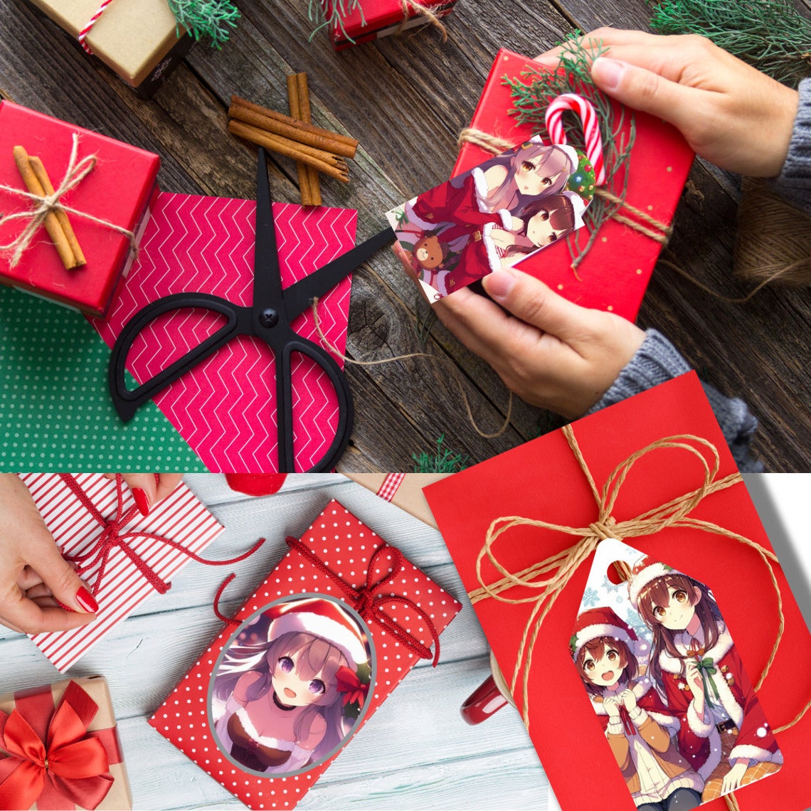Printable Gift Tags Christmas Anime Manga Style 18 Printable Labels ...