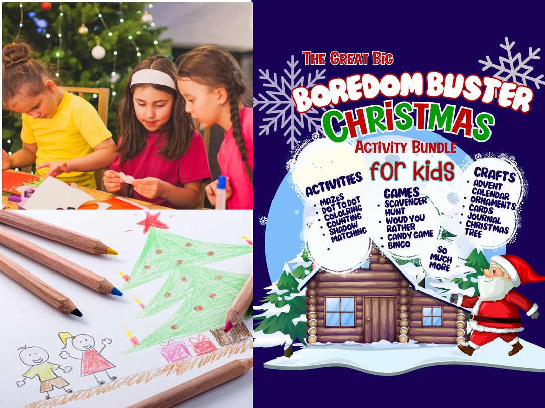 Printable Kids Activity Christmas Bundle With Games Crafts Xmas Puzzles ...