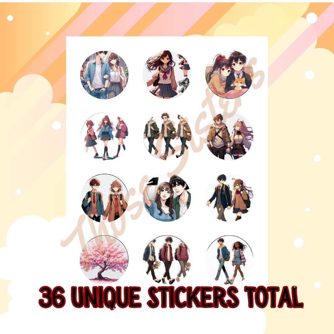 Printable Anime Stickers, Anime Digital Stickers for Couples, Manga ...