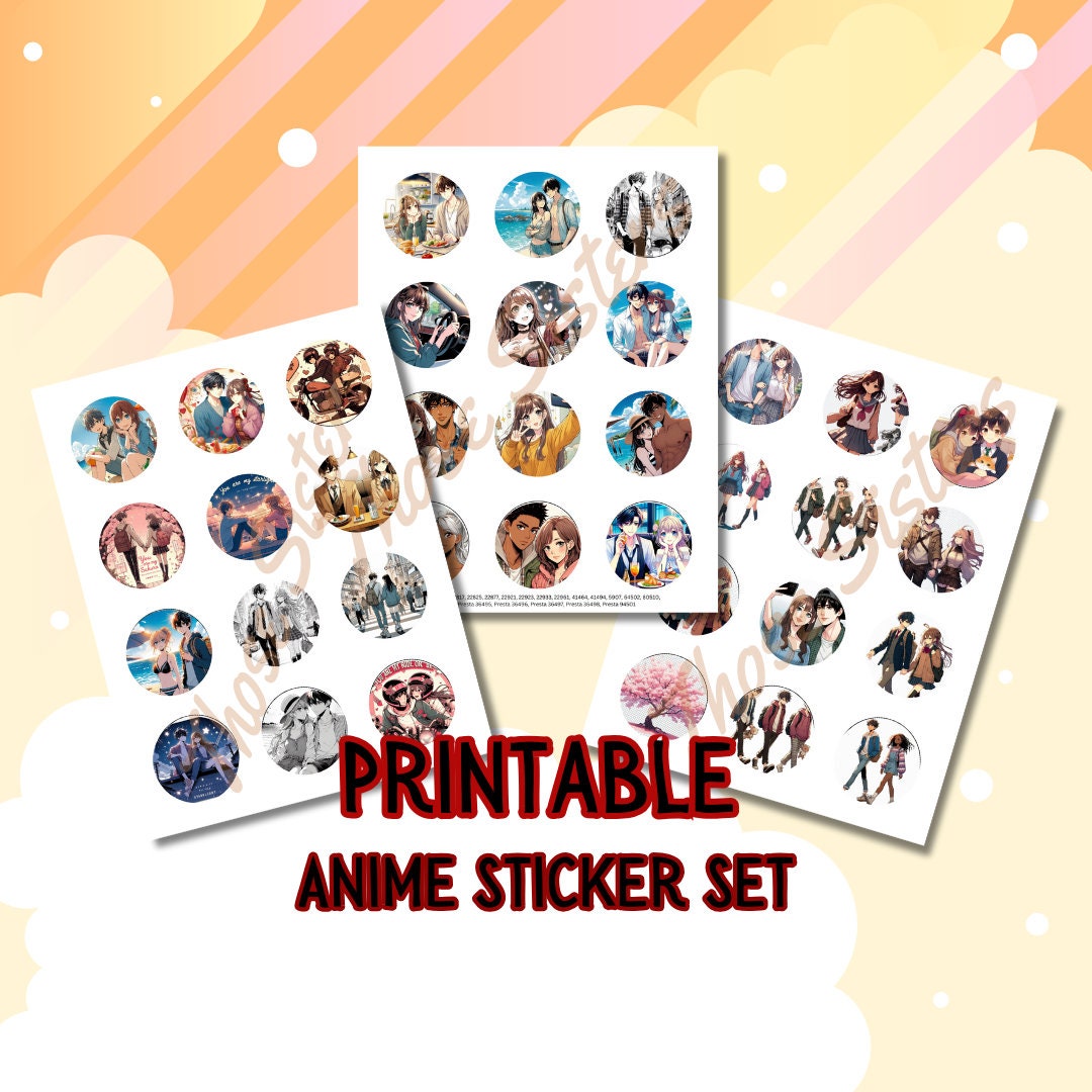 Printable Anime Stickers, Anime Digital Stickers for Couples, Manga ...