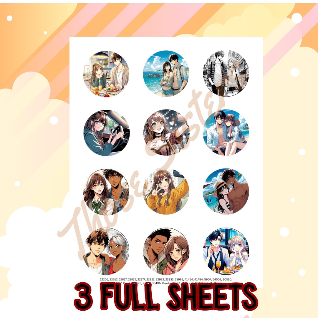 Printable Anime Stickers, Anime Digital Stickers for Couples, Manga ...