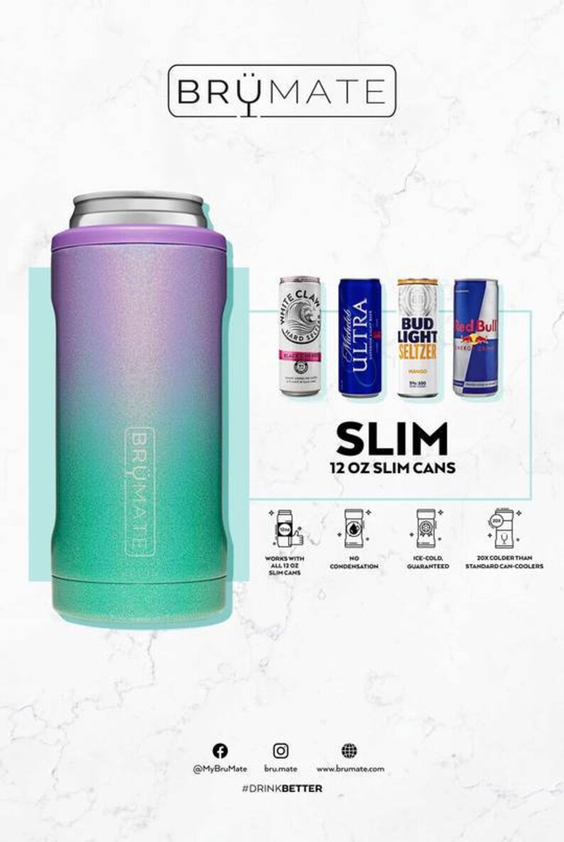 Monogrammed Brumate Rainbow Glitter Hopsulator Slim Can Cooler - Etsy