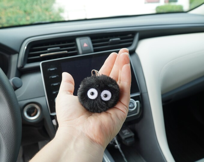 Plush Little Soot Sprite Car Rear View Mirror Hanging Car Decor - Etsy