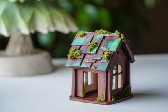 Mini Wooden House Shelf Sitter Tiered Tray Decor Small Wooden | Etsy