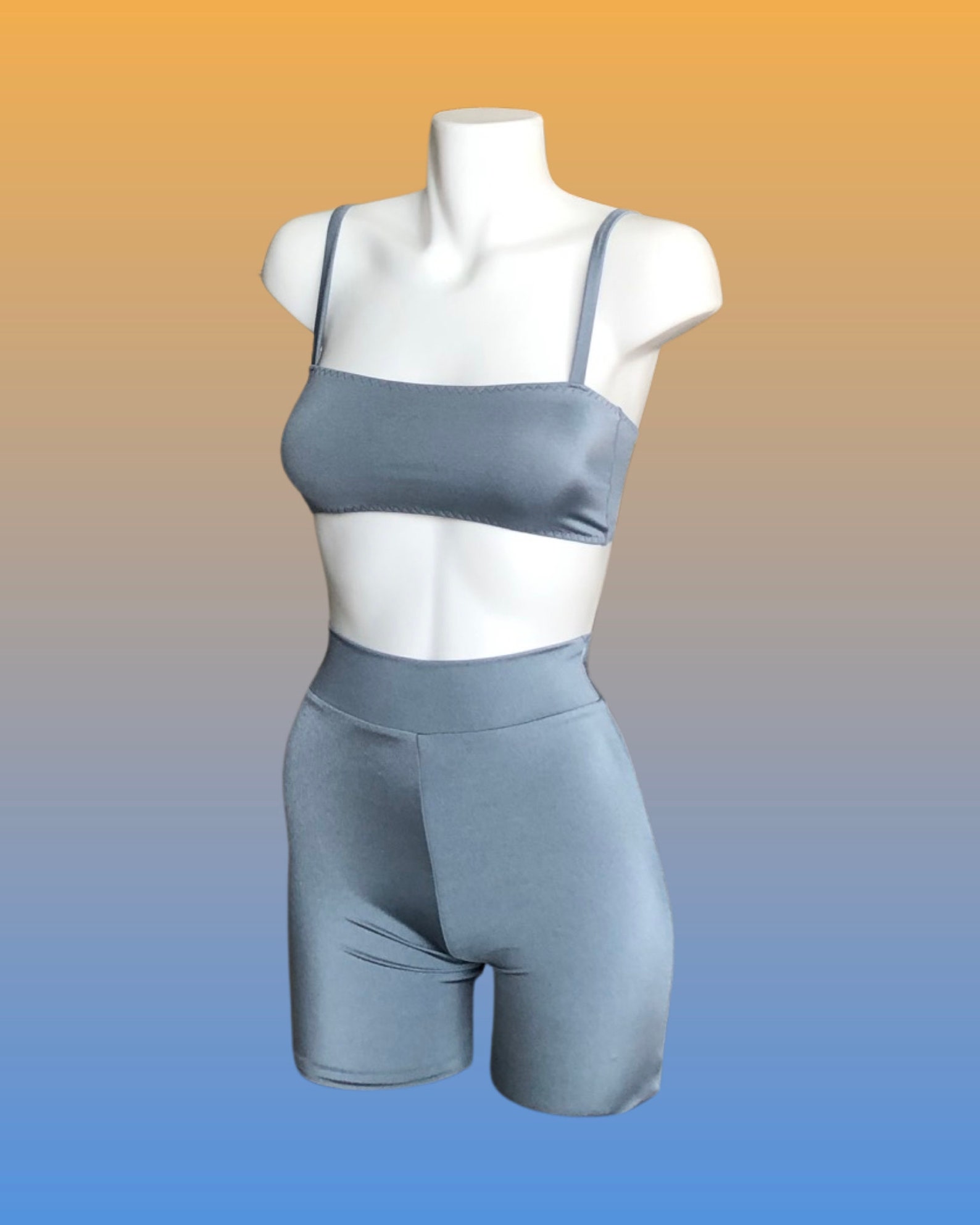 Spandex Set of Biker Shorts and Bandeau - Etsy