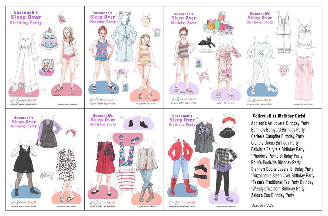 DOWNLOADABLE PAPER DOLL, Little Girl Paper Doll Birthday Party ...