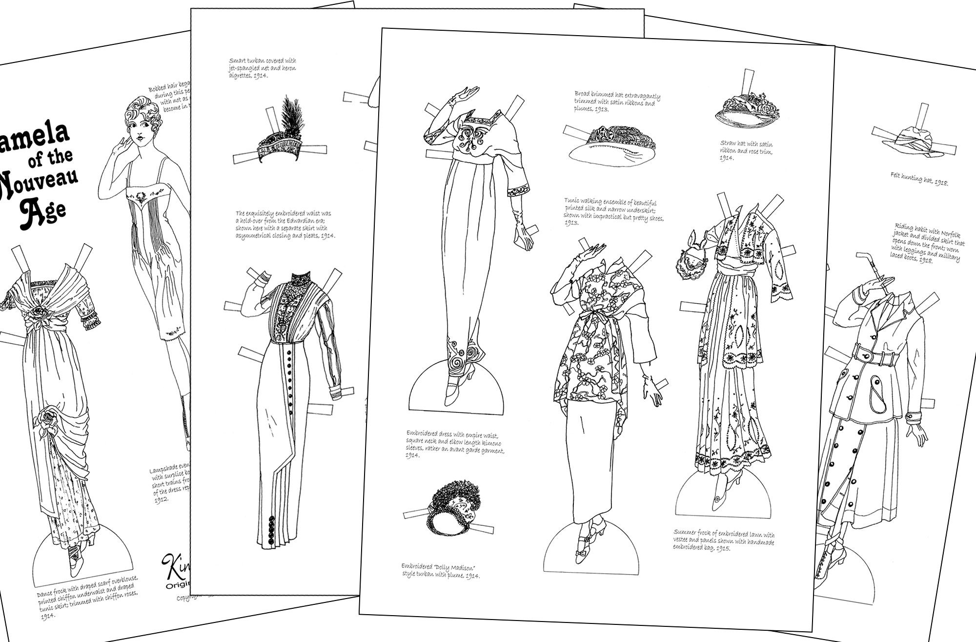 PAPER DOLL COLORING Page Pamela of the Nouveau Age - Etsy