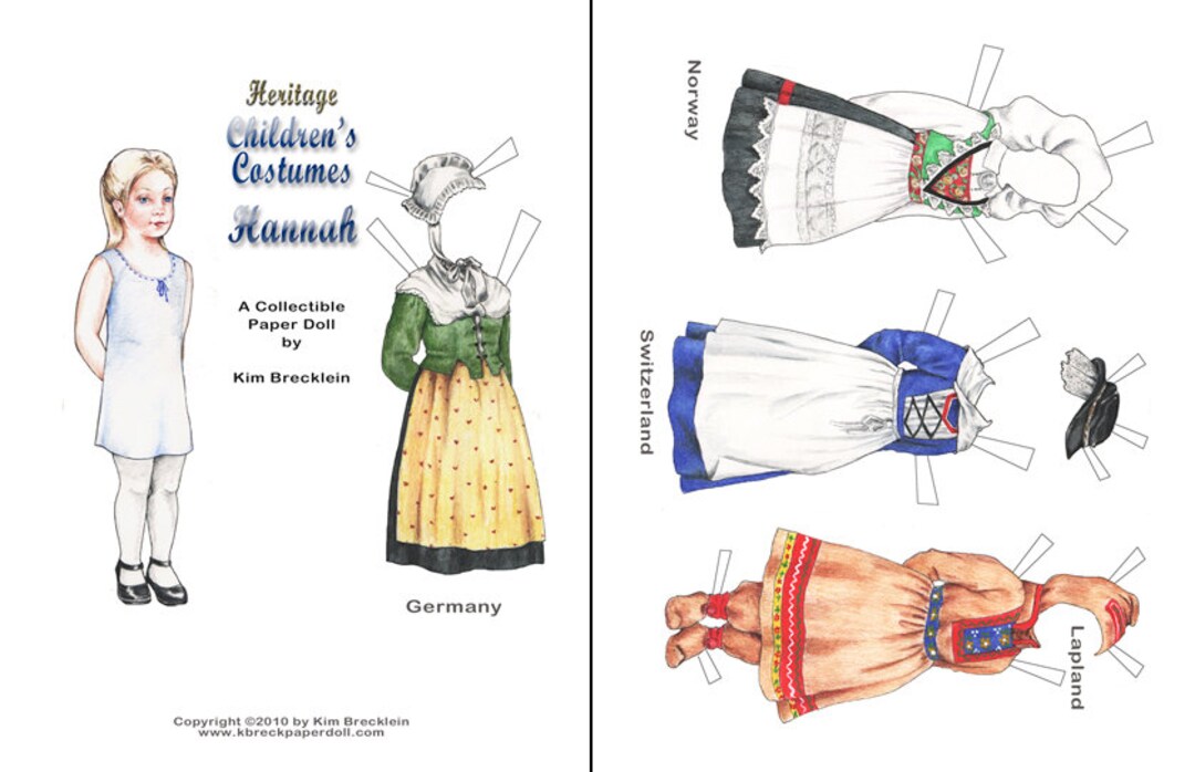 Children's Folk Costume Paper Doll, Little Girl Folk Costume, Heritage ...