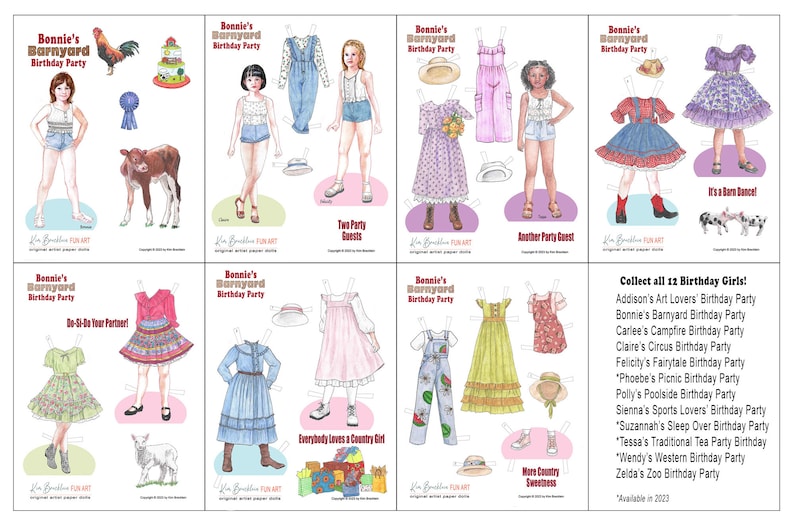 PRINTABLE PAPER DOLL Bonnie's Barnyard Birthday Party Child Paper Doll ...