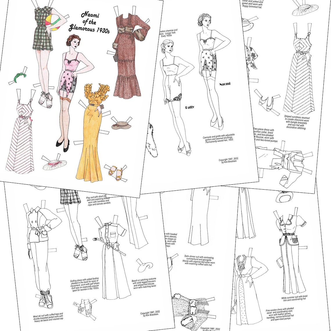 PRINTABLE PAPER DOLL Patty & Naomi of the Glamorous 1930s - Etsy UK