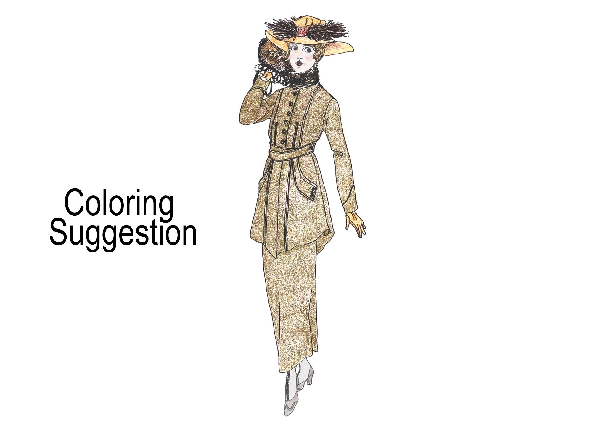 PAPER DOLL COLORING Page Pamela of the Nouveau Age - Etsy