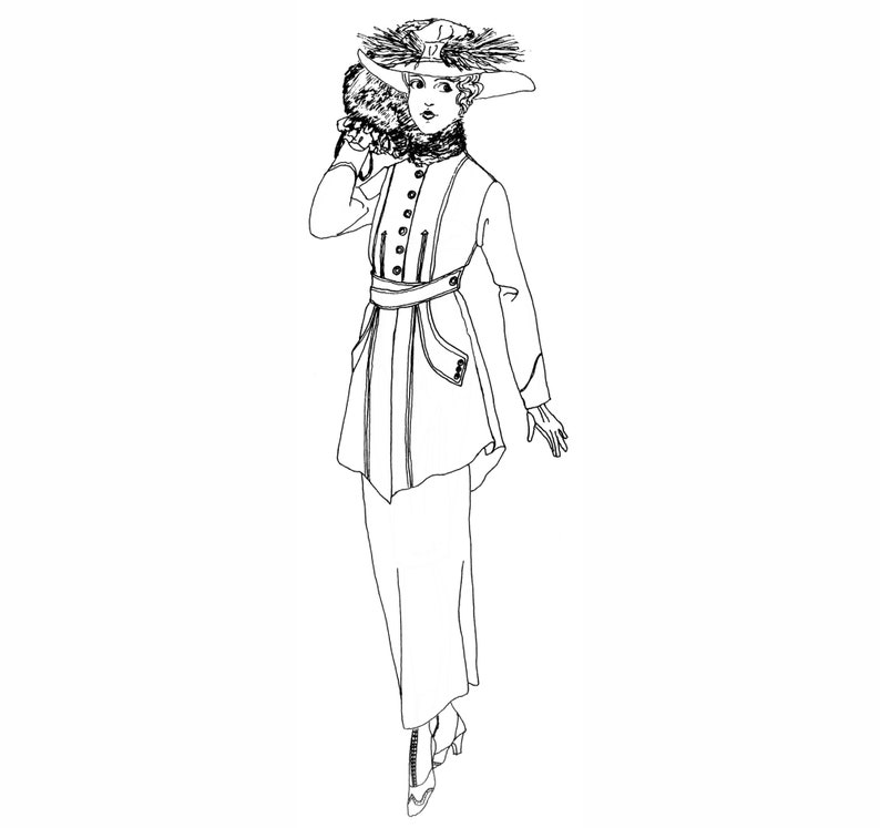 PAPER DOLL COLORING Page Pamela of the Nouveau Age - Etsy