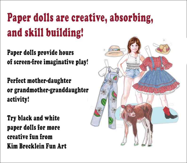 PRINTABLE PAPER DOLL Bonnie's Barnyard Birthday Party Child Paper Doll ...