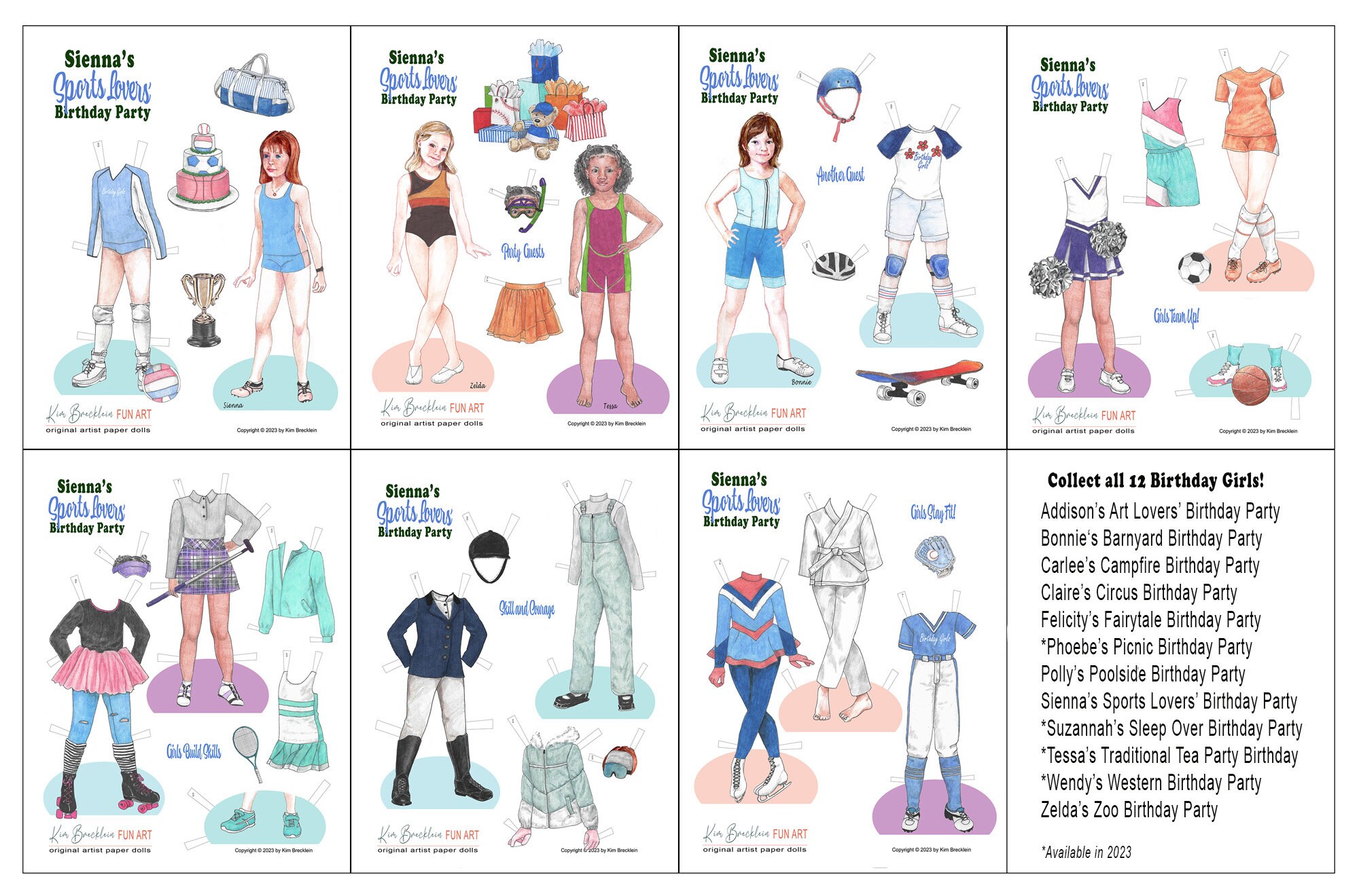 PRINTABLE PAPER DOLL Sienna's Sports Lovers' Birthday Party Little Girl ...