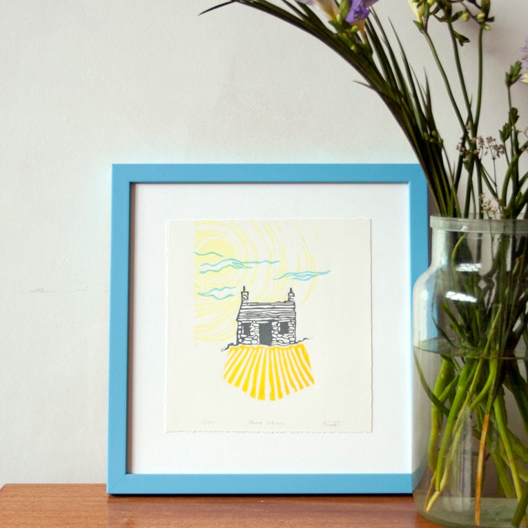 Stone Cottage Lino Print. Original Art Print - Etsy UK