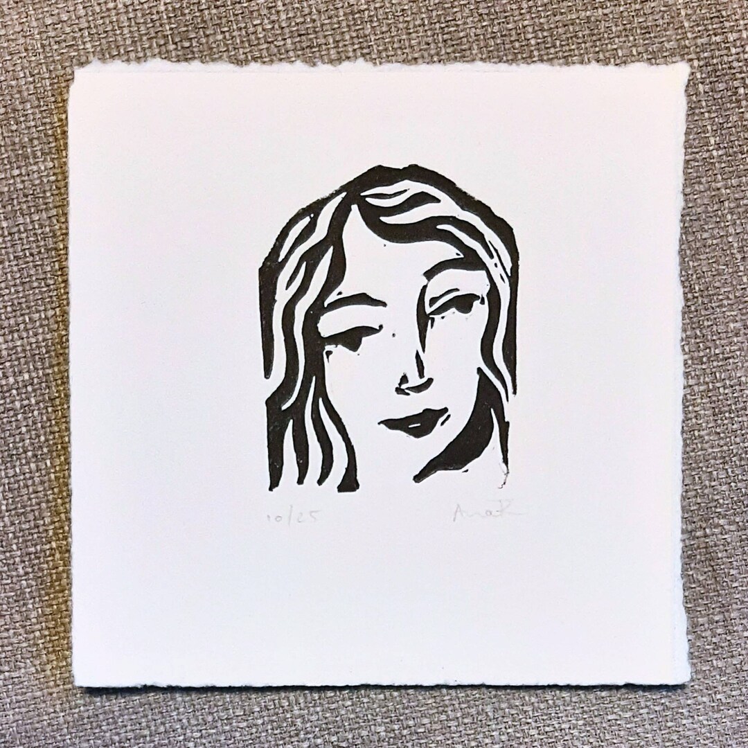 Linocut - Original Print - Lady - Limited Edition - Etsy
