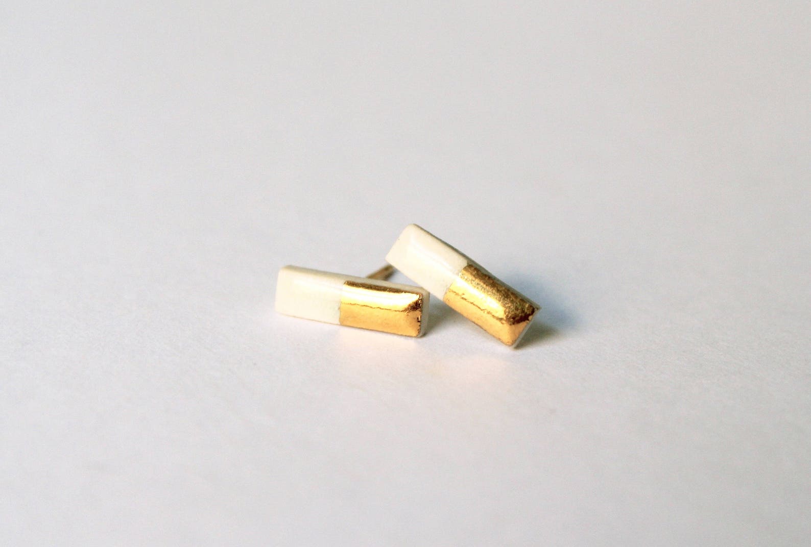 Gold Dipped Bar Studs - Etsy