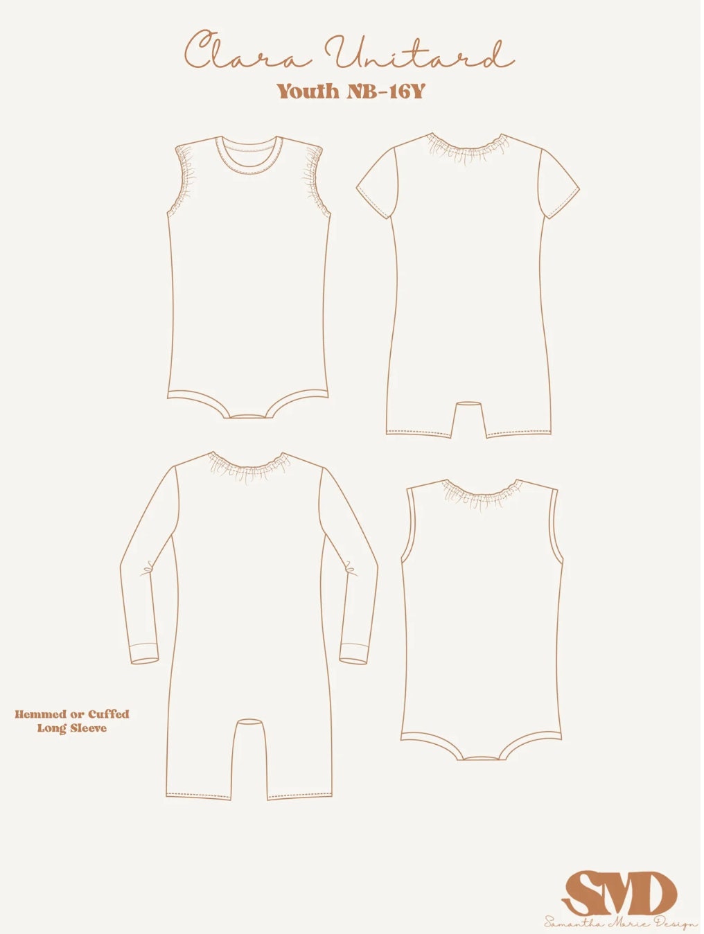 SMD Youth Clara Unitard, Ballet Sewing Pattern, Gymnastics Sewing ...