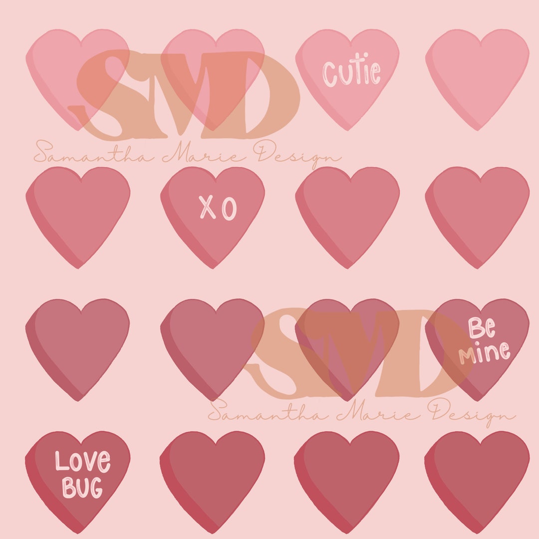 Valentine’s Day, Candy Hearts, Seamless Pattern, Digital Paper, Repeat ...