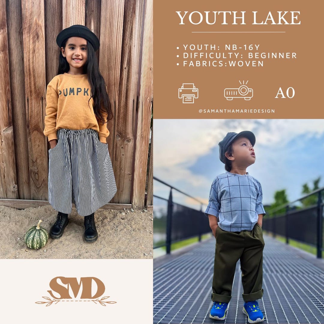 SMD Youth Lake Pants and Skirt PDF Sewing Pattern, Fall Skirt Sewing ...