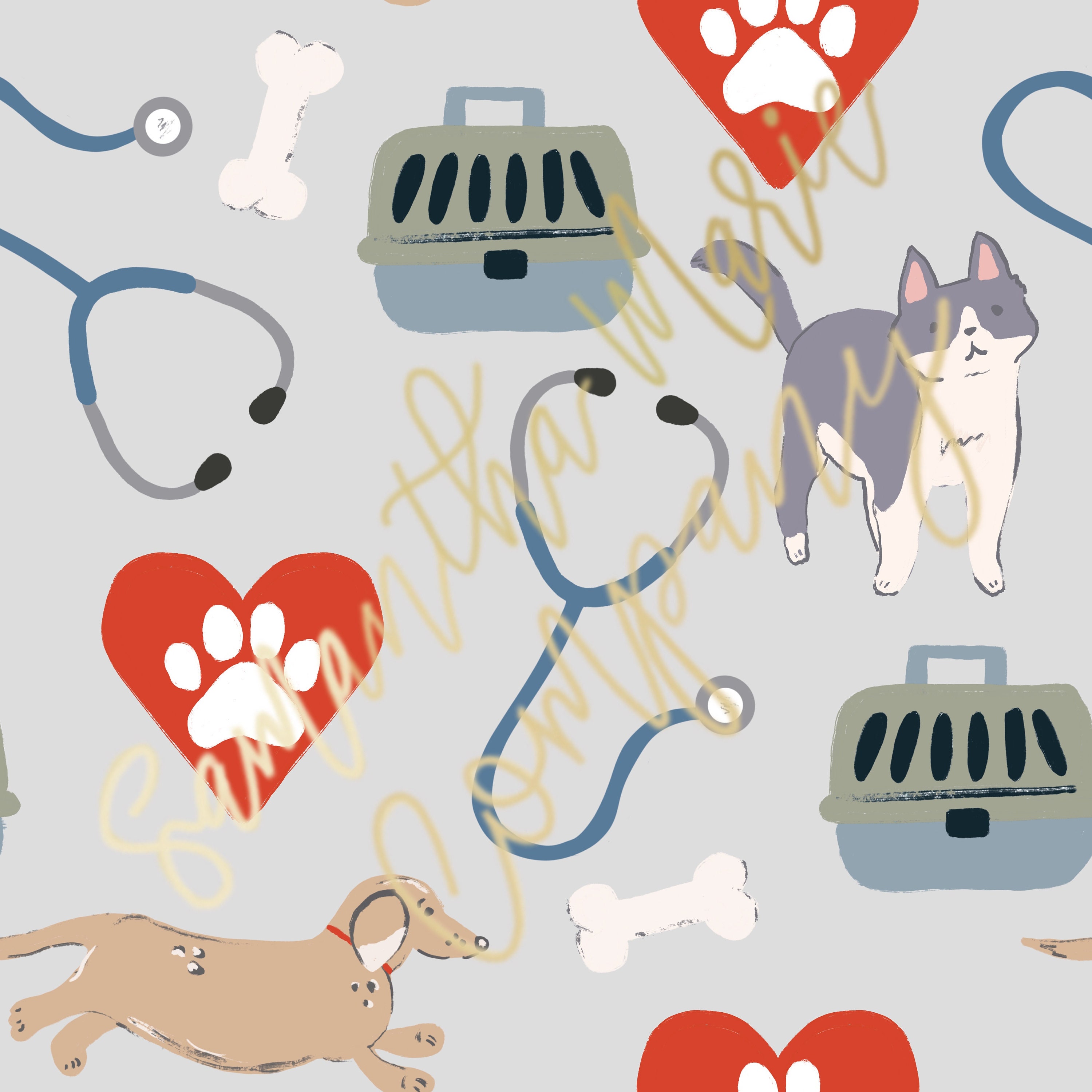 Seamless Pattern Veterinarian File | Etsy