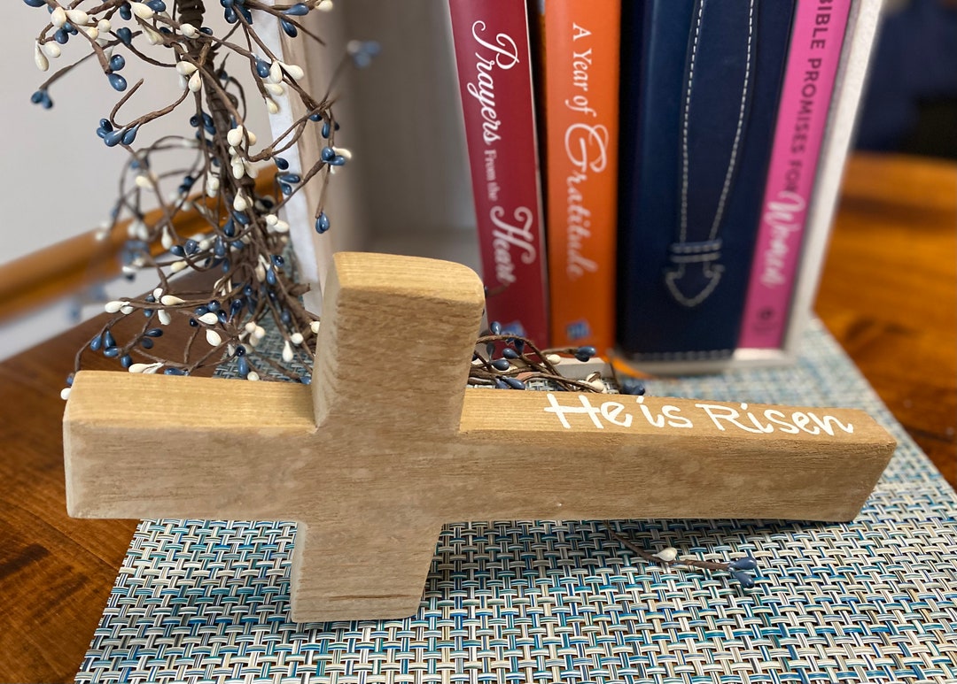 Leaning Rustic Cross With White Letters - Etsy