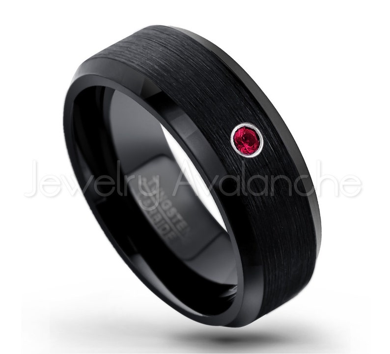 0.07ct Mens Tungsten Ruby Ring Black Tungsten Carbide Wedding - Etsy