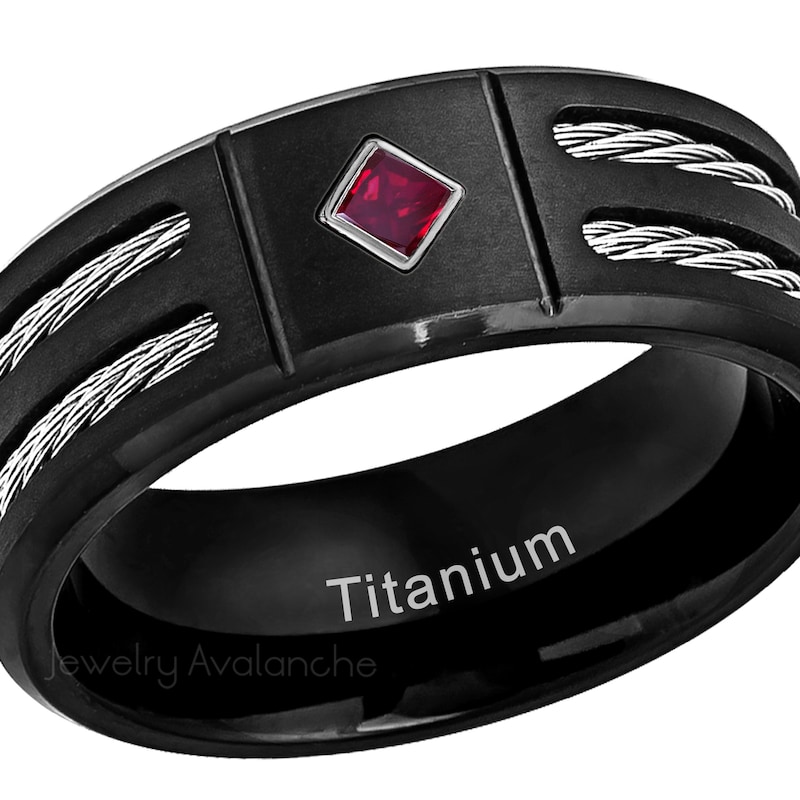 Black Titanium Ring Ruby - Etsy