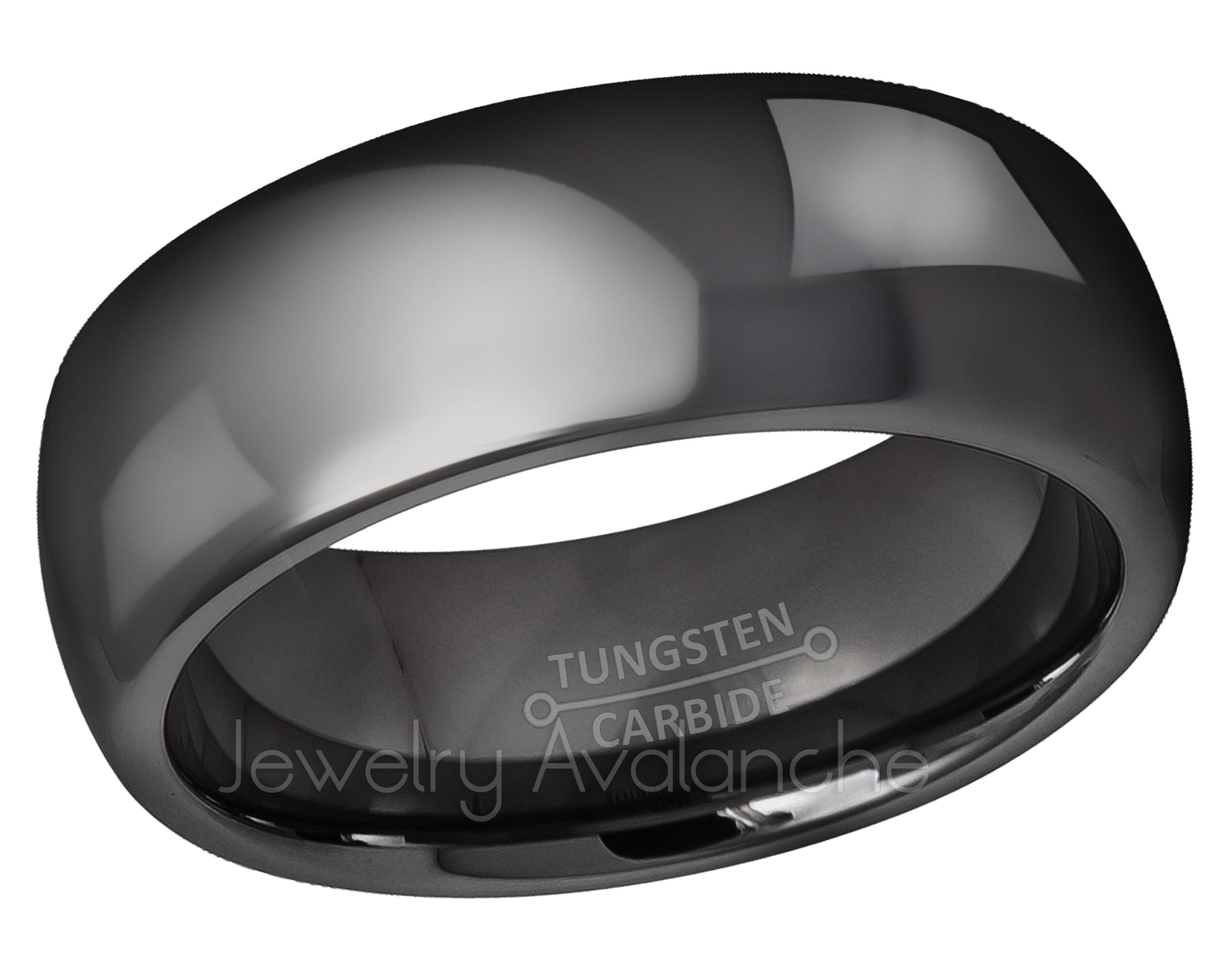 Gunmetal Dome Tungsten Wedding Band Polished Mens Tungsten | Etsy