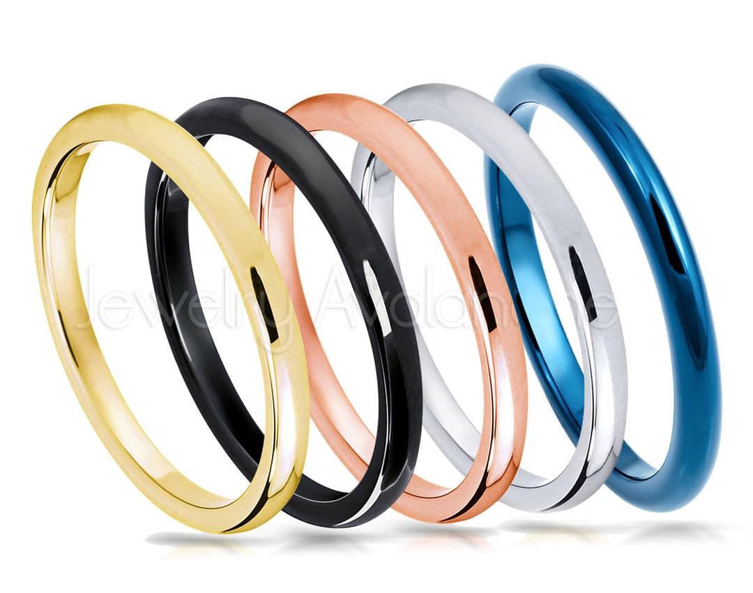 2mm Tungsten Rings, Stackable Rings, Comfort Fit Dome Tungsten Wedding ...