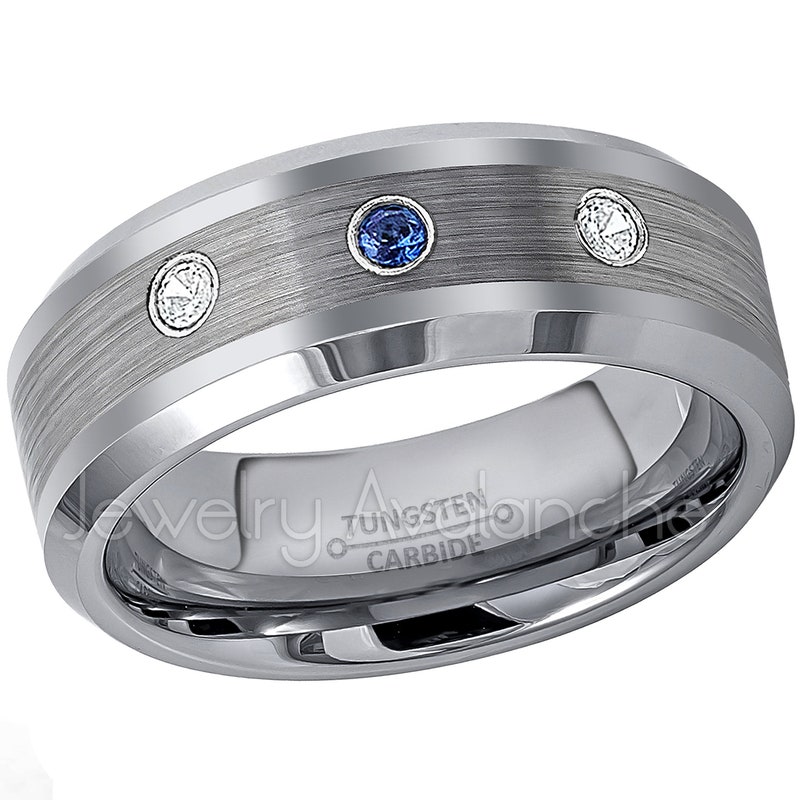 Blue Sapphire Ring 3stone - Etsy