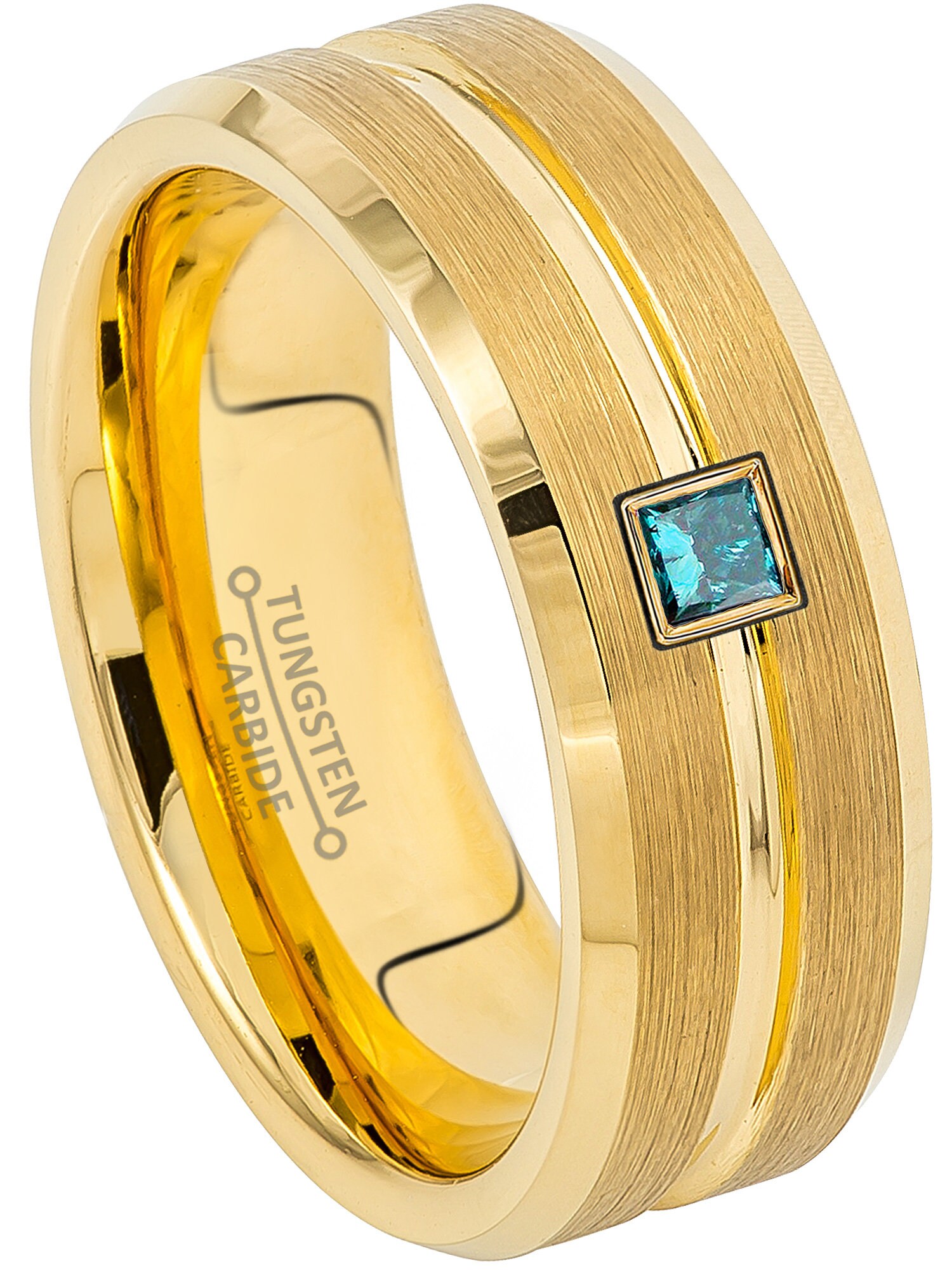 Custom-made Tungsten Emerald Ring 0.10ctw Princess Cut | Etsy