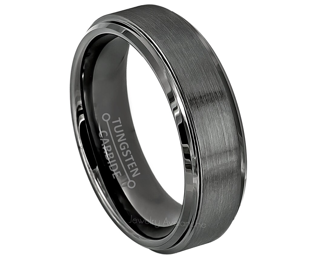 6mm Gunmetal Tungsten Ring - Brushed Dark Gray Tungsten Wedding Band ...