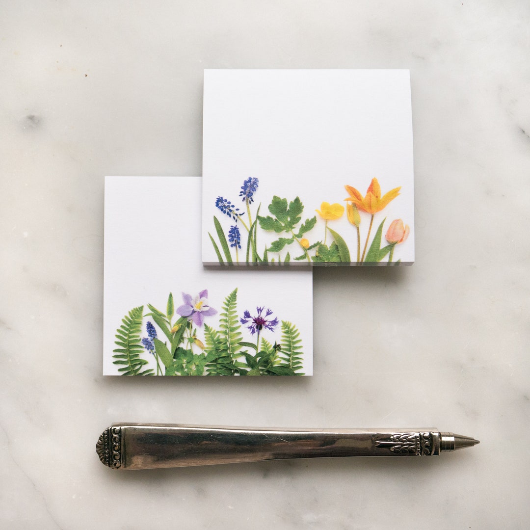 Sticky Notes in Botanical Designs Tulips, Ferns, Daffodils Botanical ...