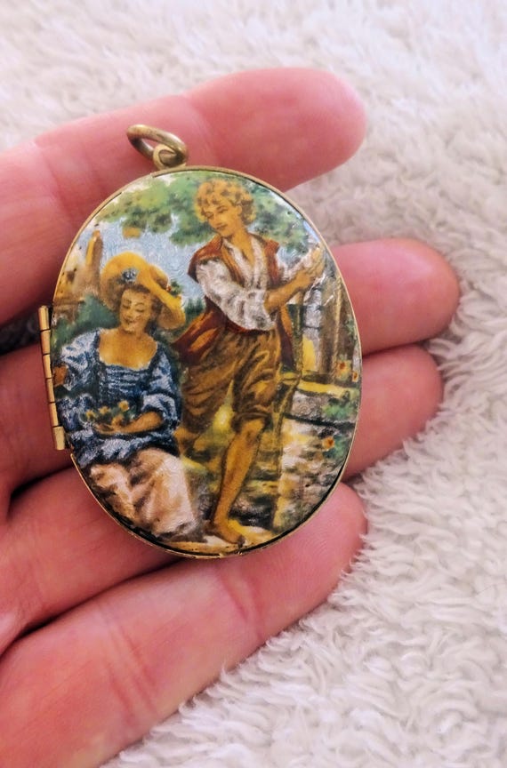 Vintage 1950s Victorian Revival Shepherd Couple Locke… - Gem